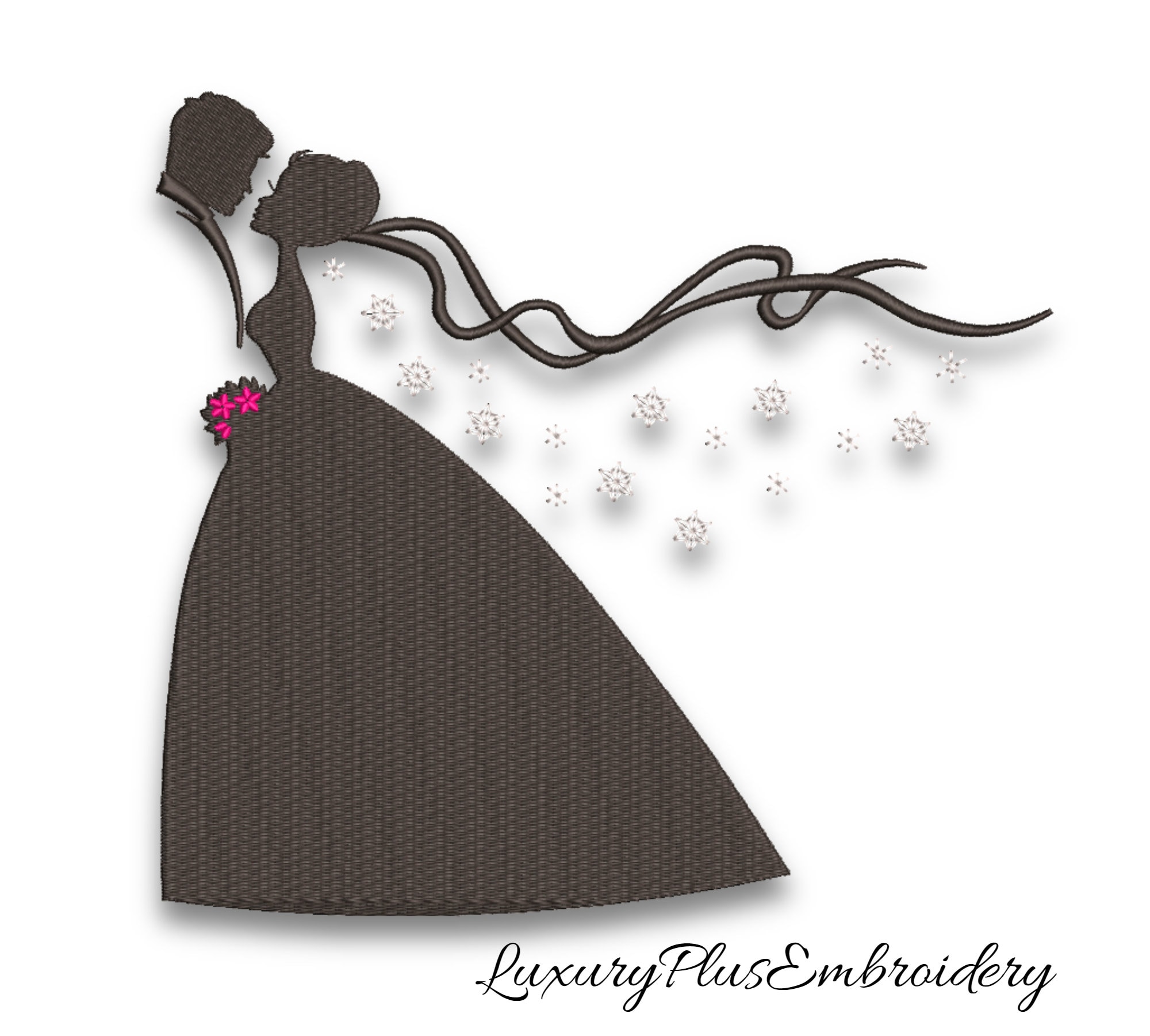 Bride and groom embroidery design wedding pattern digital pes | Etsy