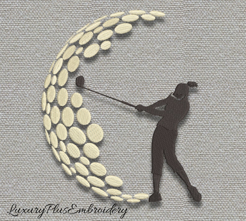 Female Golfer Embroidery Designs Machine Sport Pes Pattern Instant ...