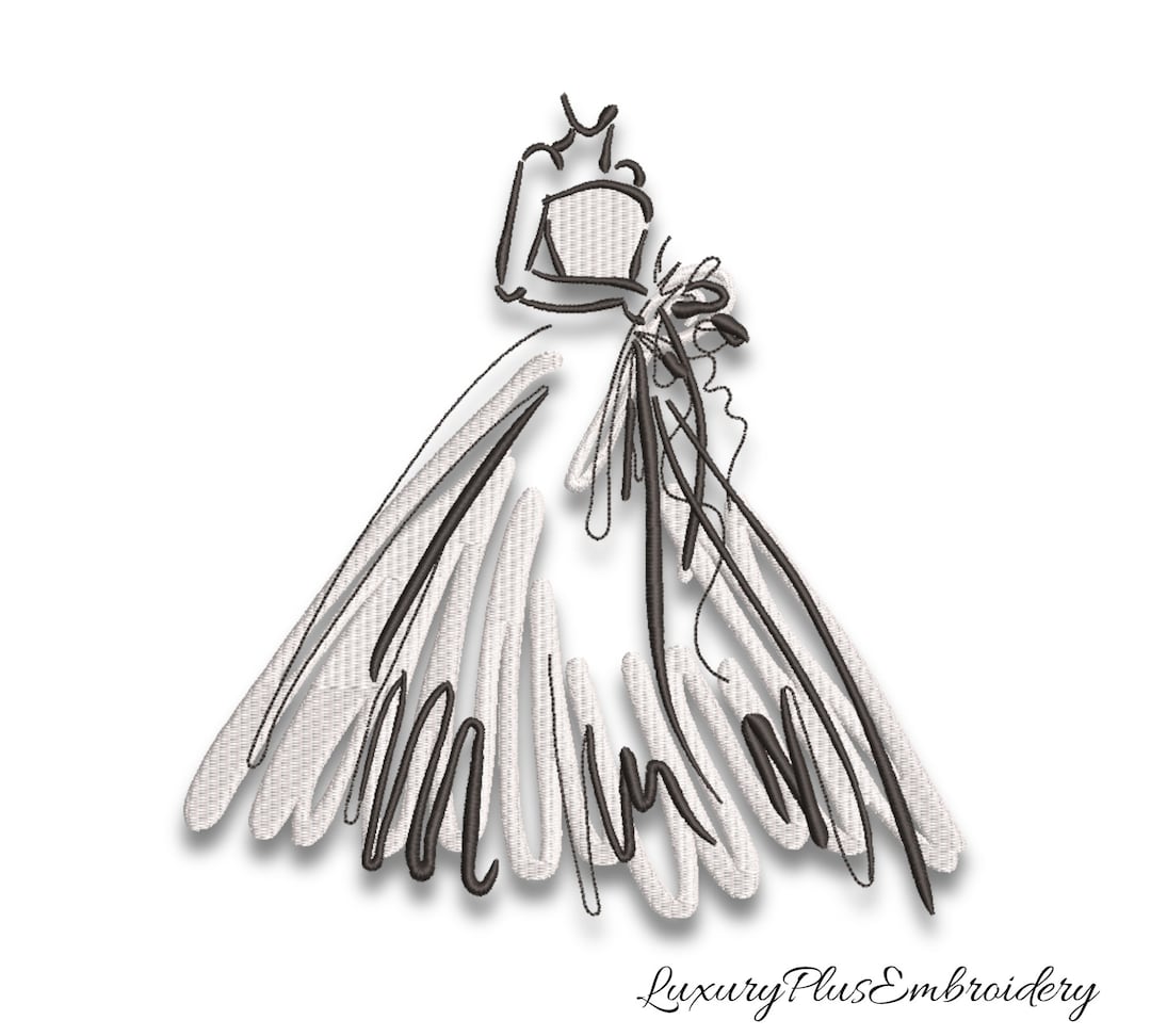 Embroidery Machine Design Wedding Abstract Bride Pes Instant Digital ...