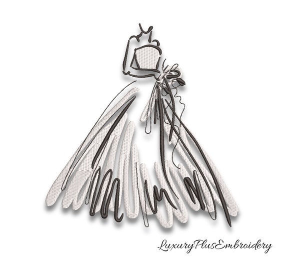 Embroidery Machine Design Wedding Abstract Bride Pes Instant - Etsy