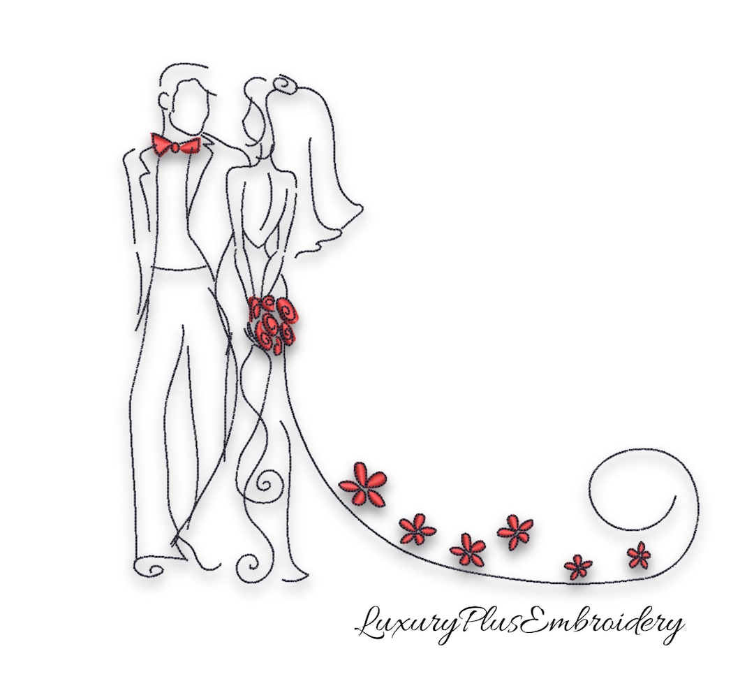 Bride and Groom Embroidery Design Wedding Pattern Digital File Download ...