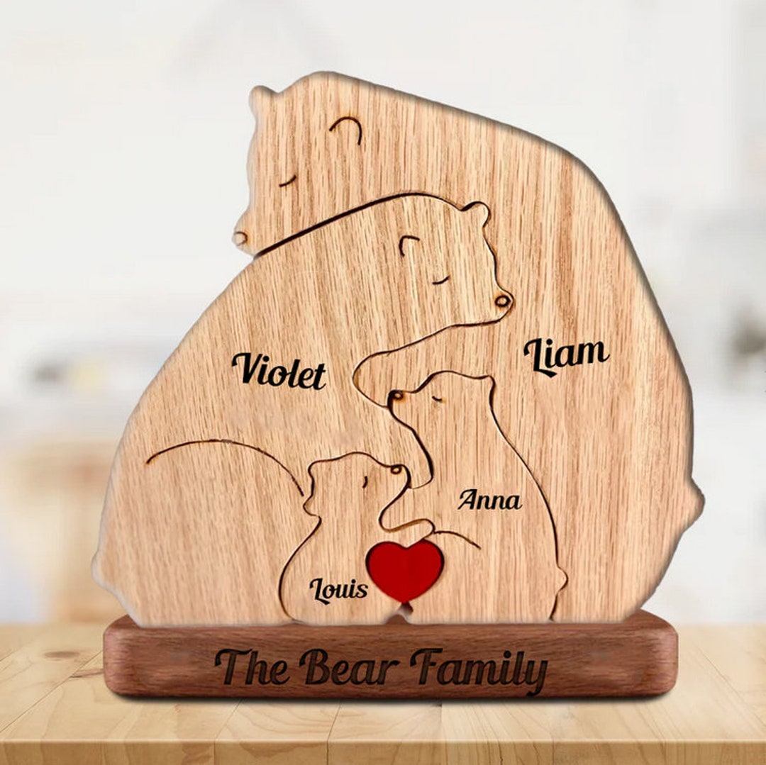 Wooden Lovely Bear Family Puzzle Wooden Bears Carvings Handcrafted With ...