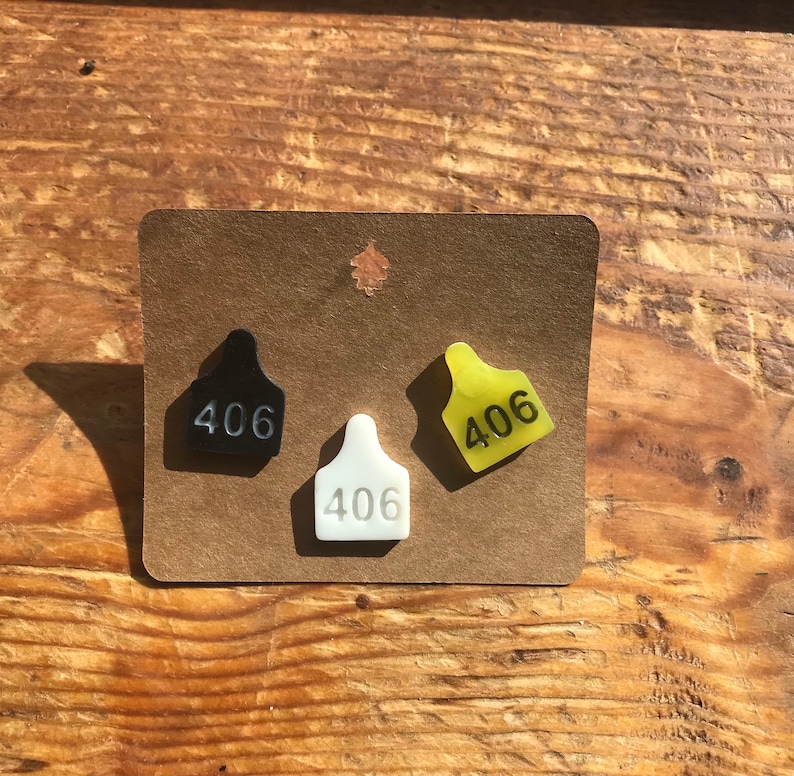 Cow Tag Stud Earrings - Etsy