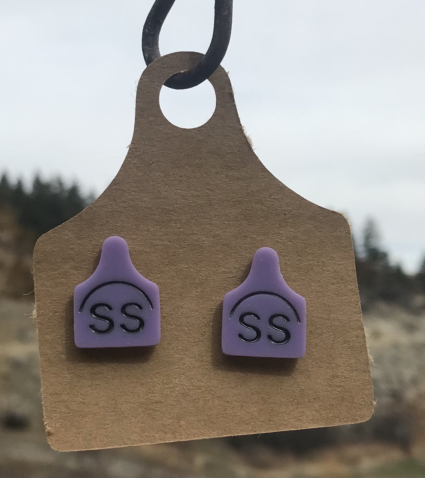 Brand Cow Tag Stud Earrings. - Etsy