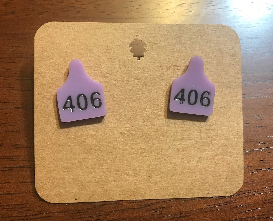 Cow Tag Stud Earrings - Etsy
