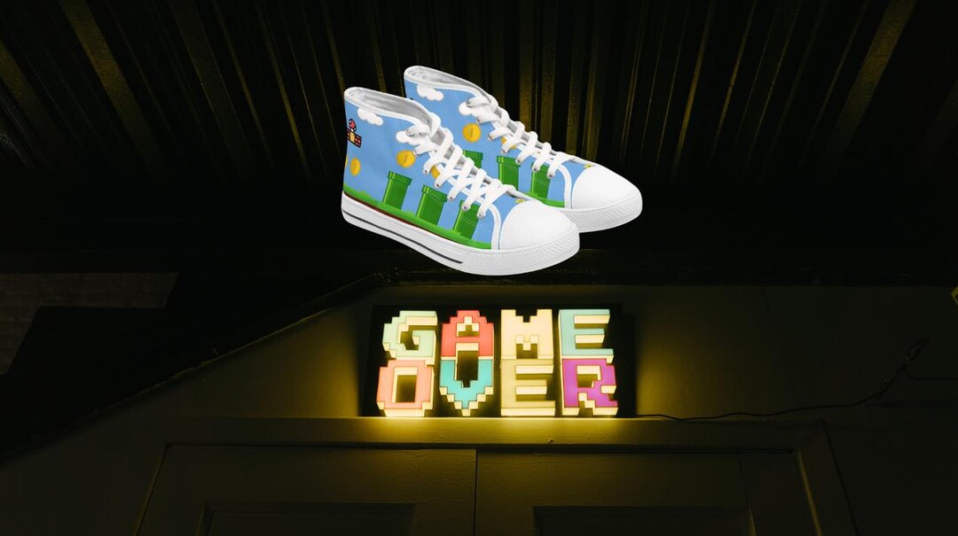 Mario Inspired High Top Sneakers, Video Game Shoes, Women's Athletic ...