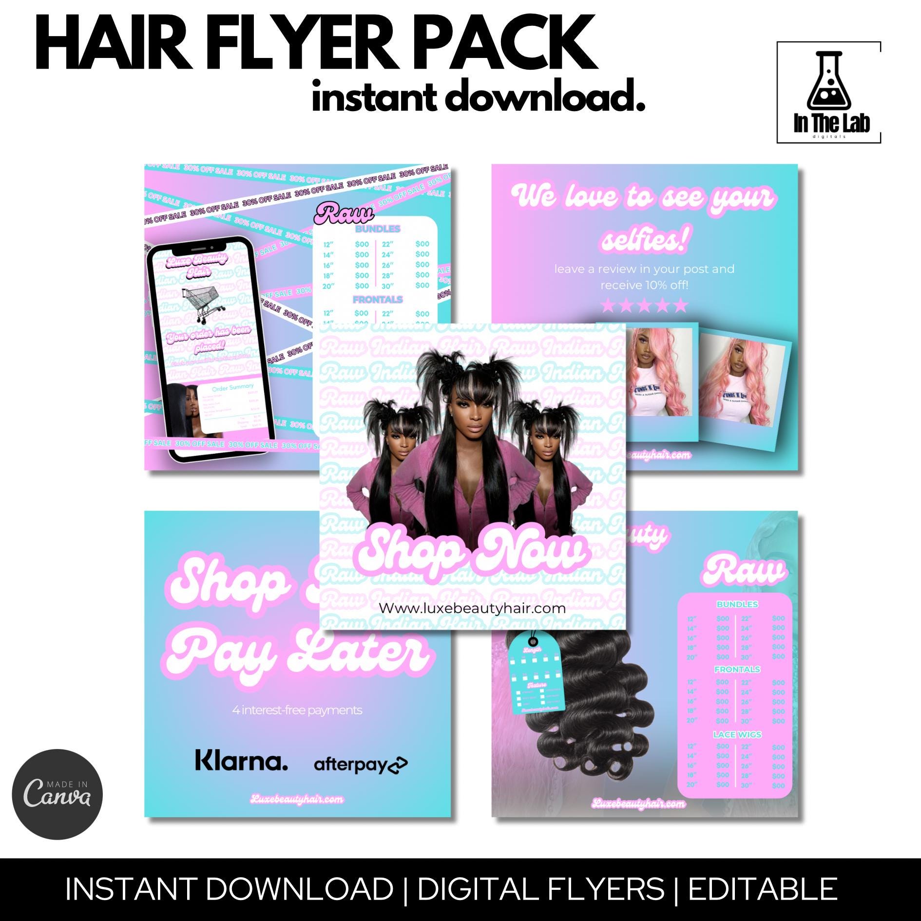 Hair Flyer Pack: Social Media Templates (digital Download) - Etsy
