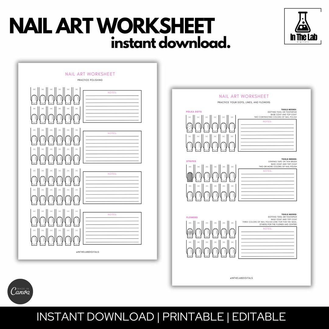 Nail Art Worksheet | Practice Worksheet - Etsy