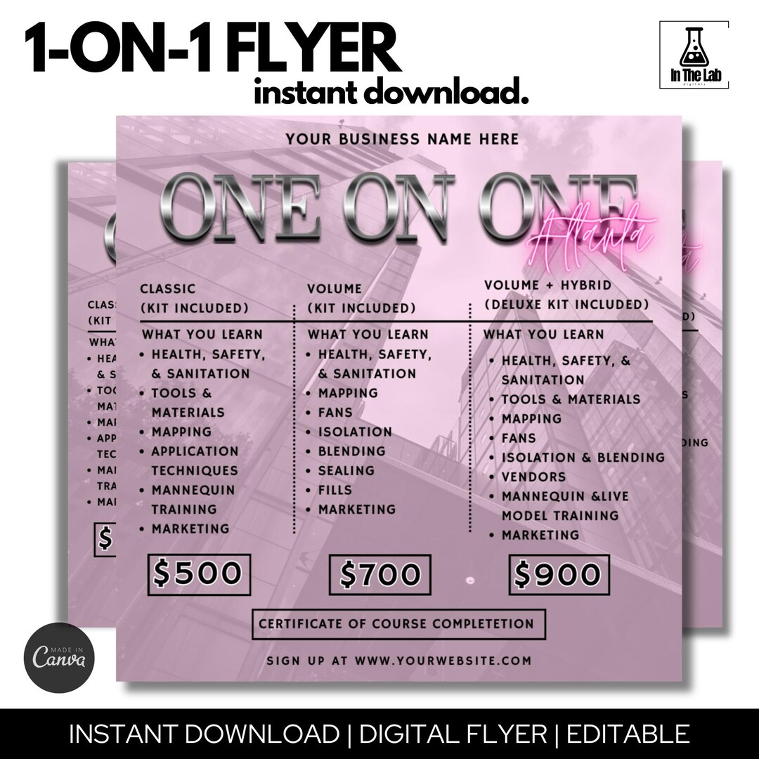 Beauty Class Flyer Template: One-on-one & Group Training (PDF) - Etsy