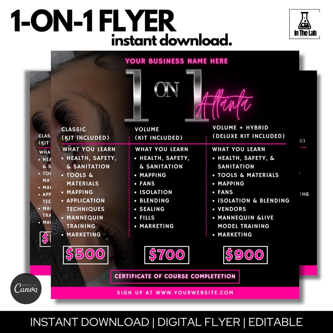 Beauty Class Flyer Template: One-on-one & Group Training (digital ...