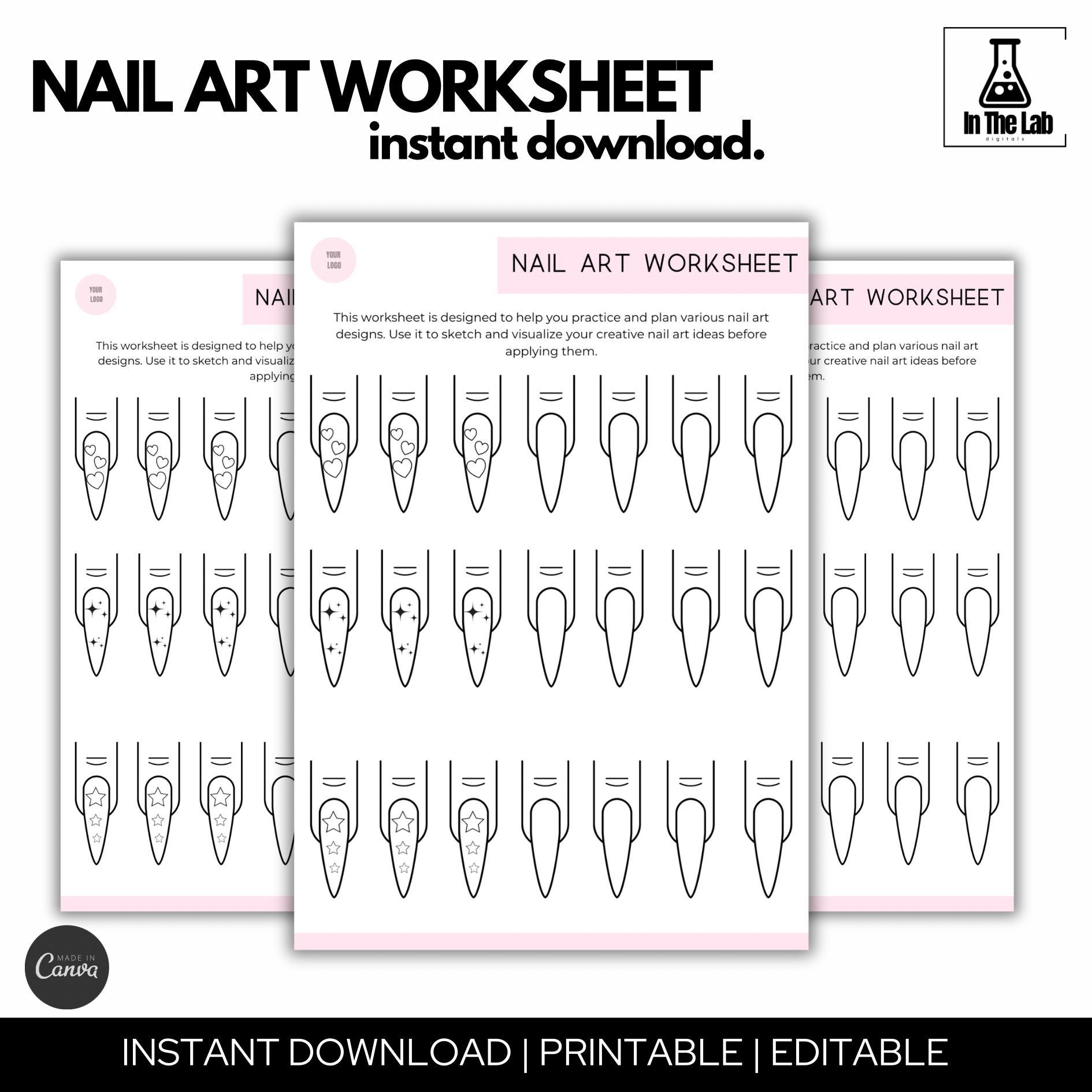Nail Art Worksheet - Etsy