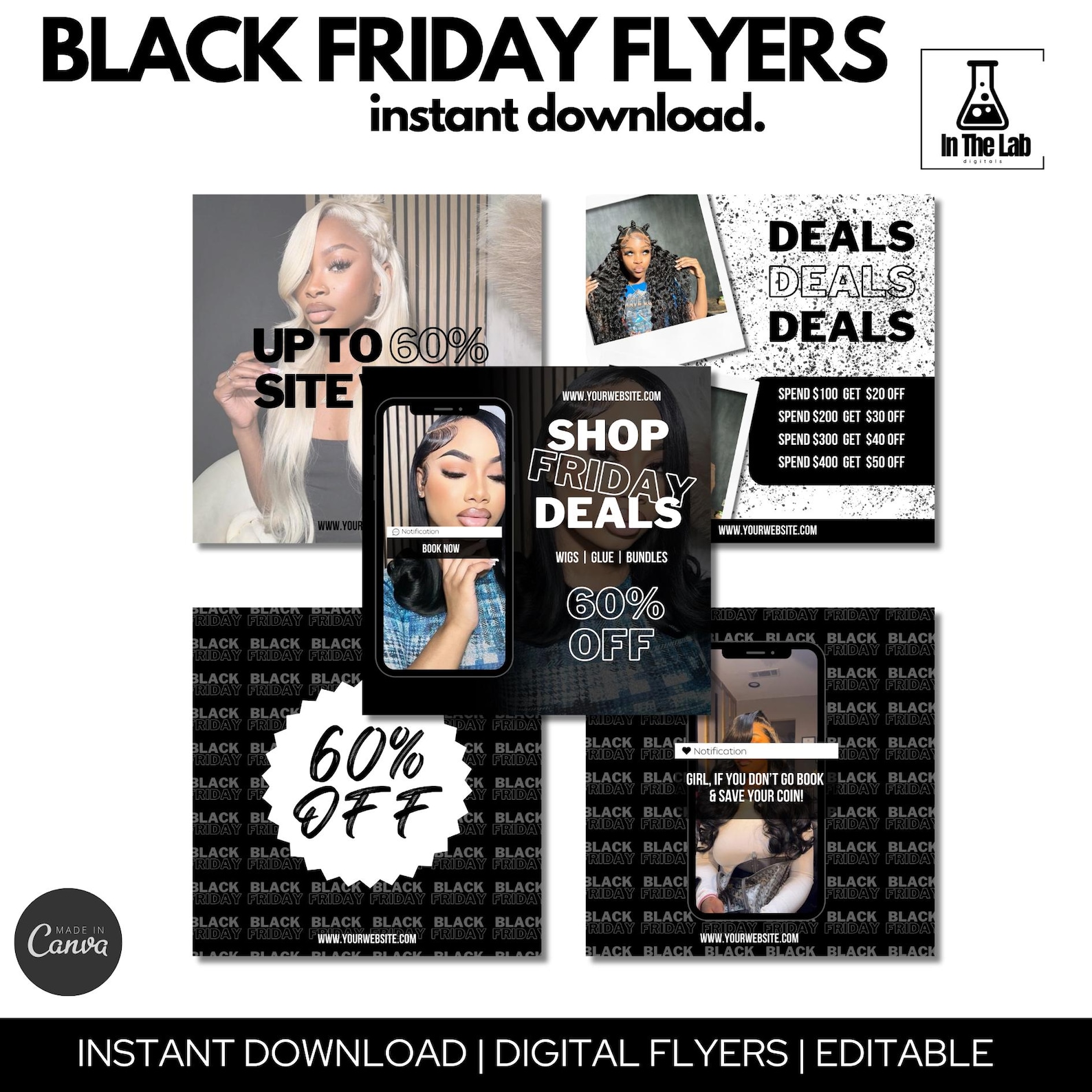 Black Friday Flyer Bundle | Editable Canva Template (digital Download ...