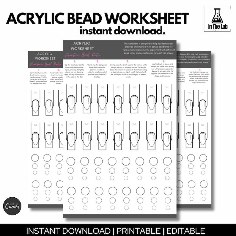 Printable Acrylic Bead Ratio Worksheet - Etsy