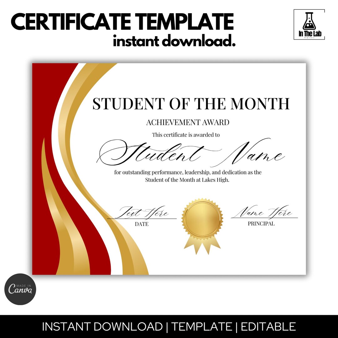 Elegant Certificate Template: Course Completion Award (editable PDF) - Etsy