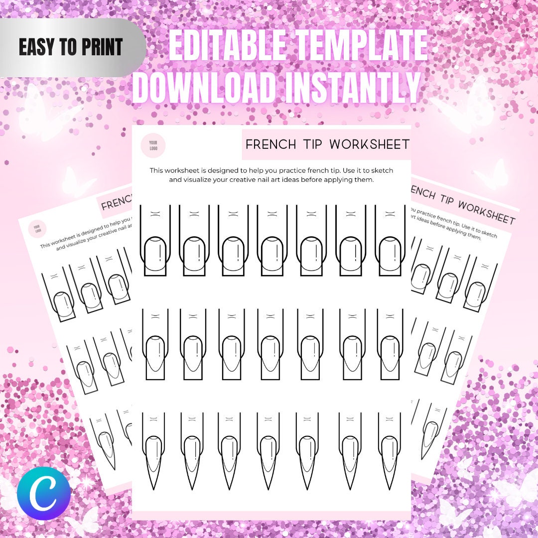French Tip Nail Art Worksheet - Etsy Australia