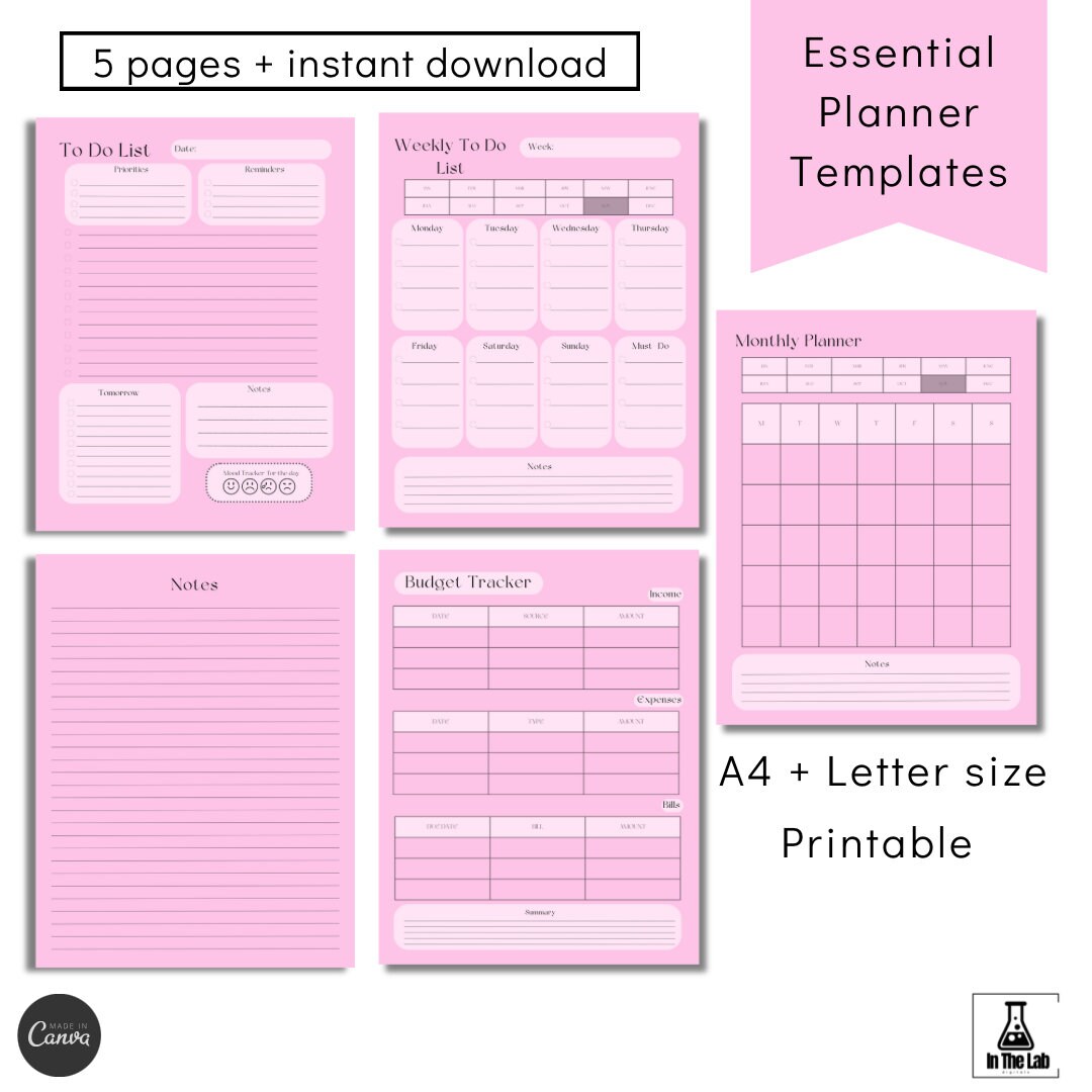 Essential Planner Templates - Etsy