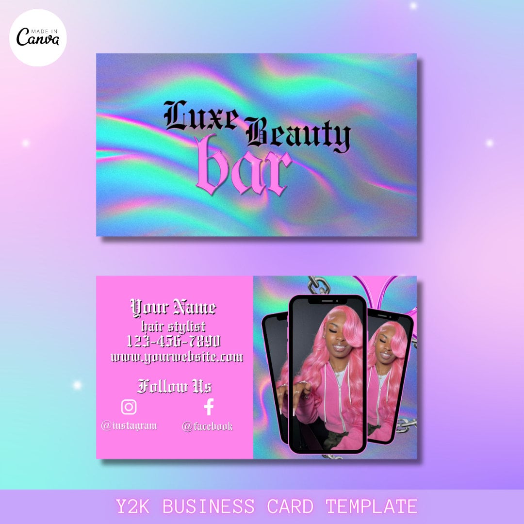 Editable Business Card Template Y2K Business Card Template - Etsy