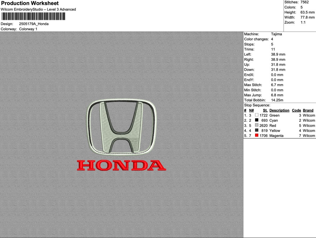 Honda Embroidery File - Etsy