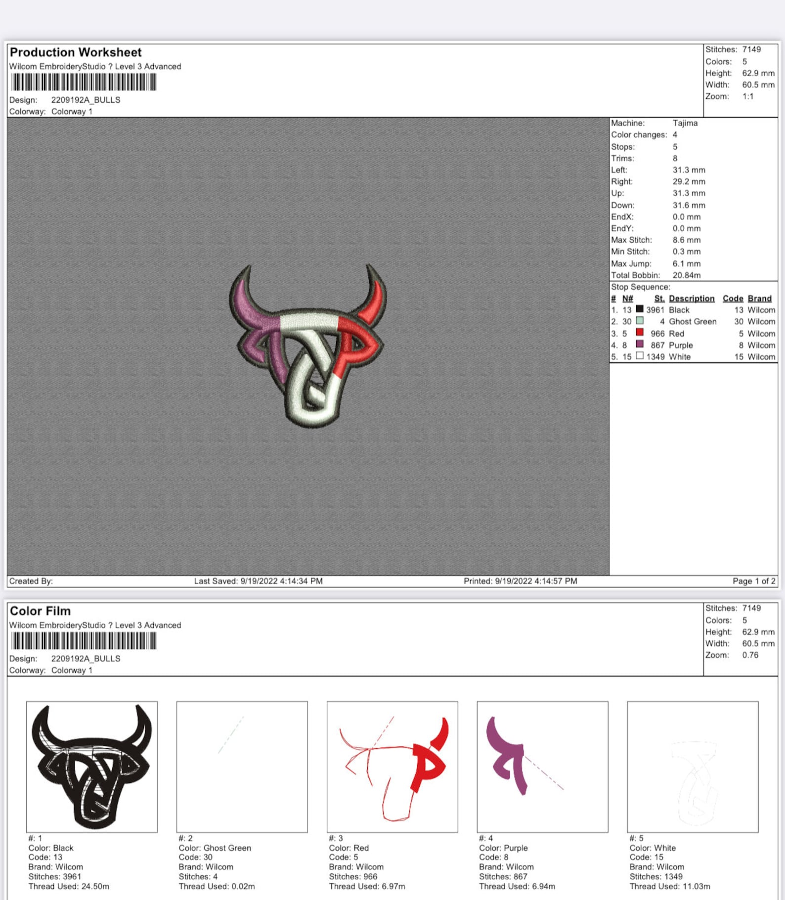 Bull DST File for Embroidery on Hats or Clothing - Etsy