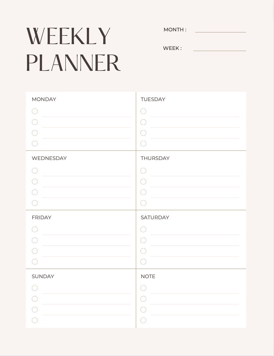 Weekly Planner Template - Etsy