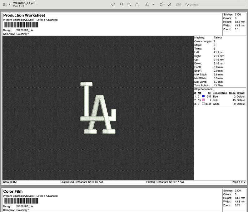 LA Embroidery Design File - Etsy