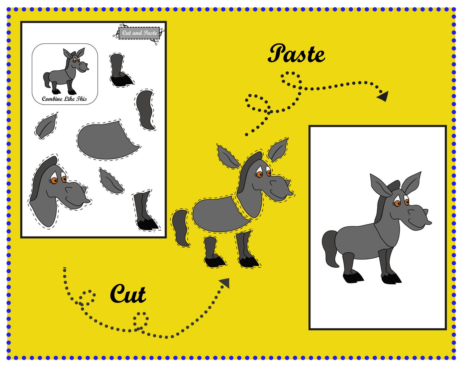 Printable Cut and Paste Animals Worksheets for Kids, Preschool ...