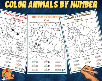 Color Animals by Number Part 2, Color by Number Activities, Printable ...