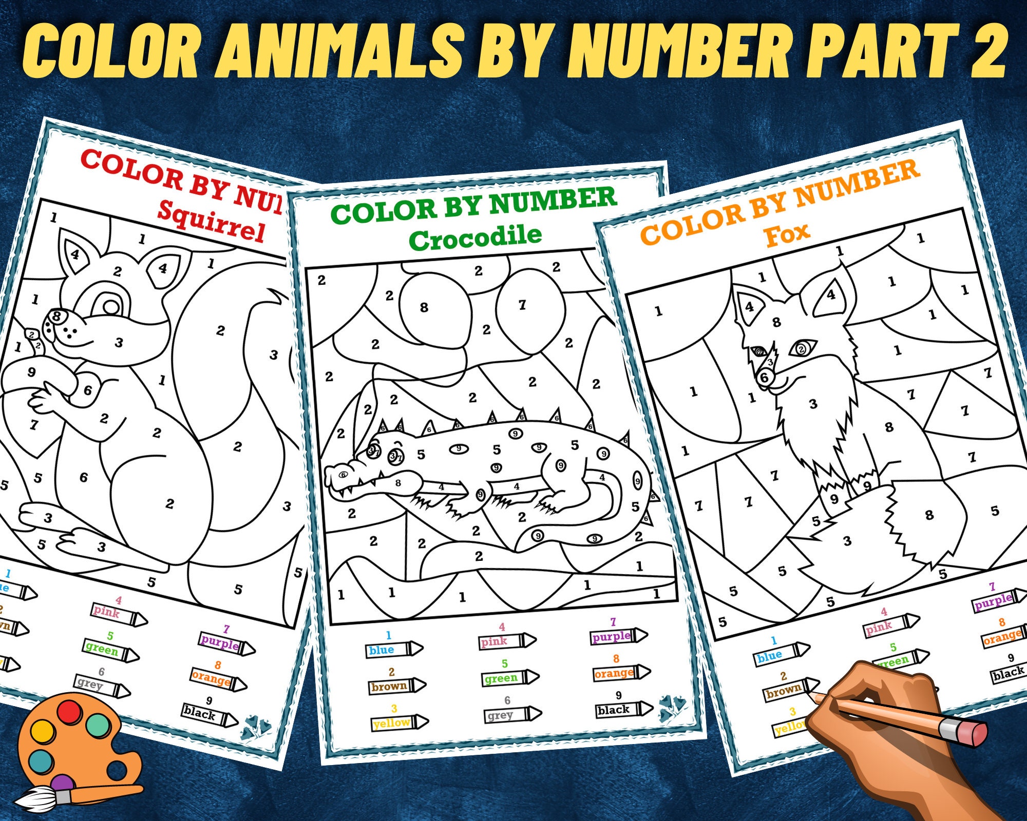 Color Animals by Number Part 2, Color by Number Activities, Printable ...