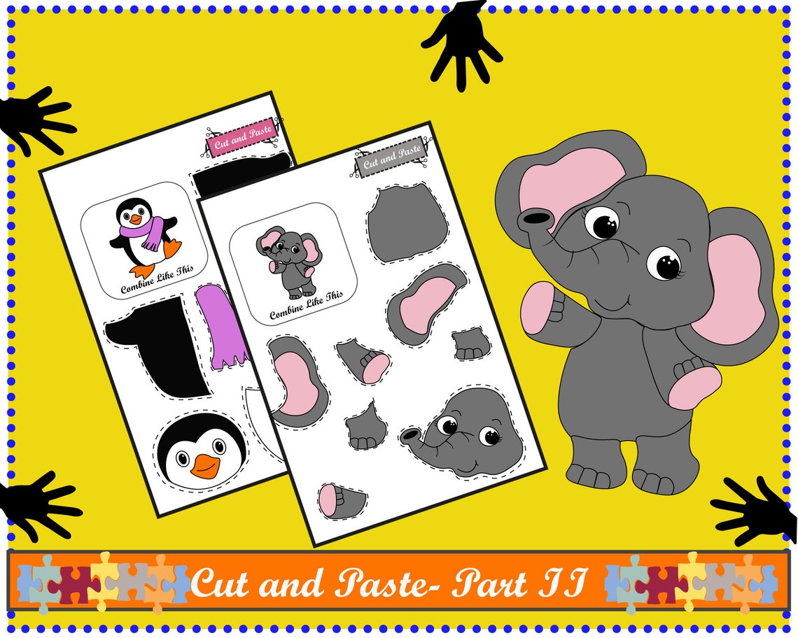 Printable Cut and Paste Animals Worksheets for Kids, Preschool ...