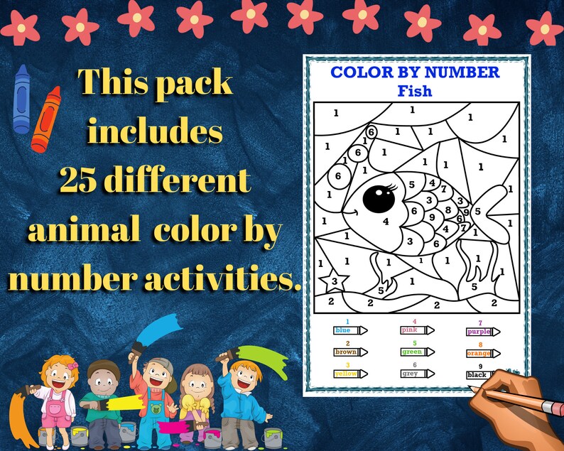 Color Animals by Number, Color by Number Activities, Printable Color ...