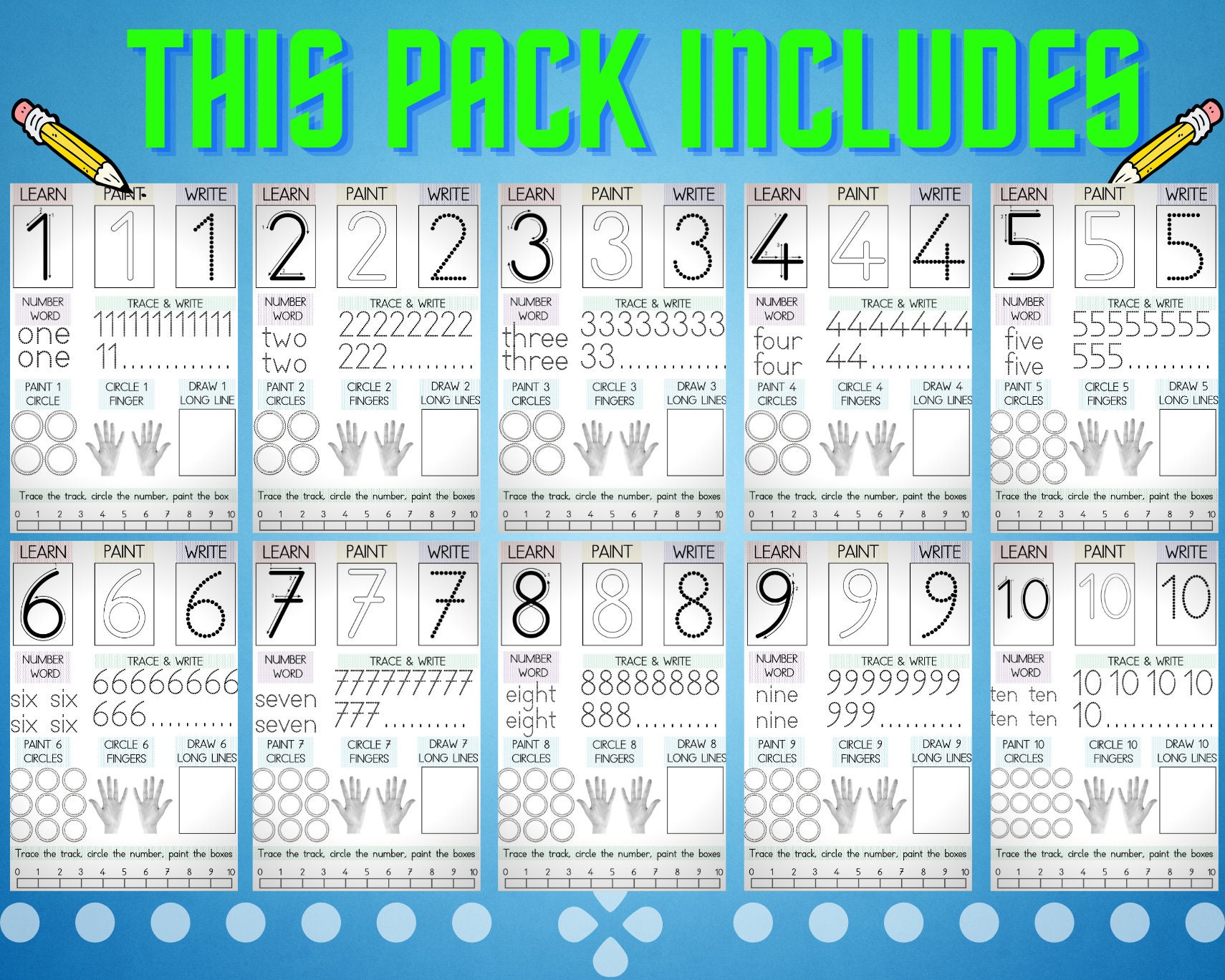 Printable Numbers 1-10 Learning Worksheets, Math Activities for Kids ...