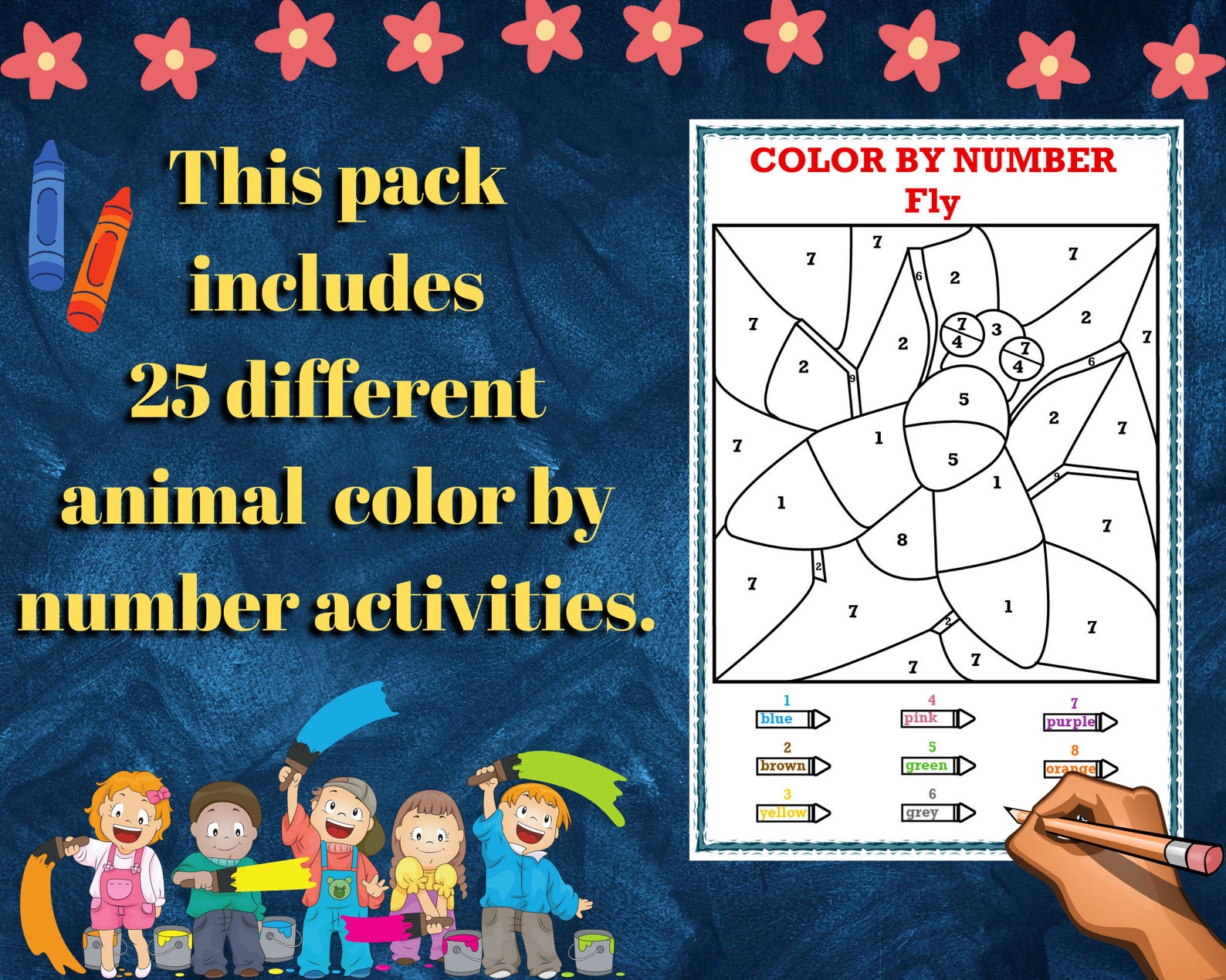 Color Animals by Number Part 2, Color by Number Activities, Printable ...