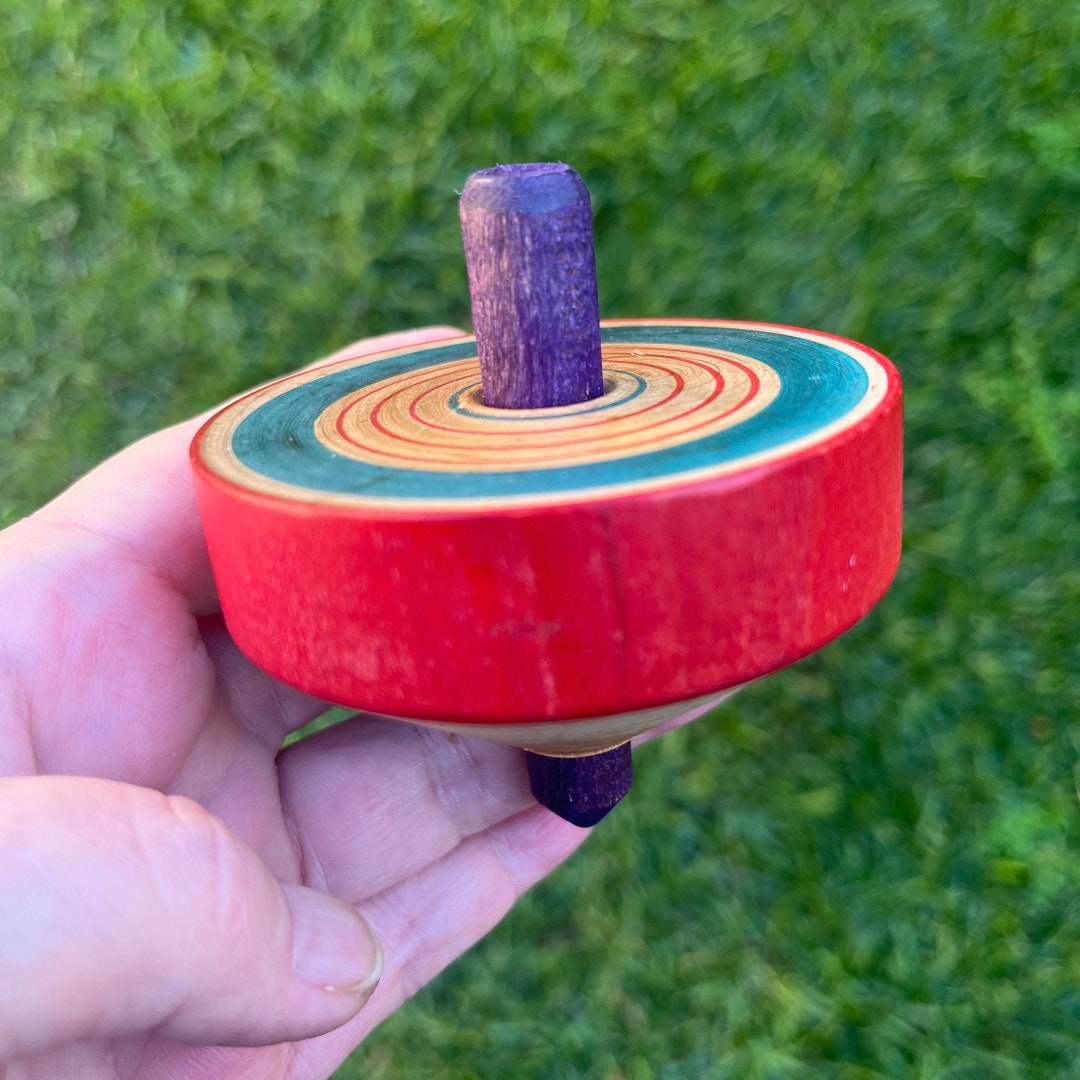 Vintage Handturned (japanese) Spinning Top, Handmade Wooden Koma Style ...