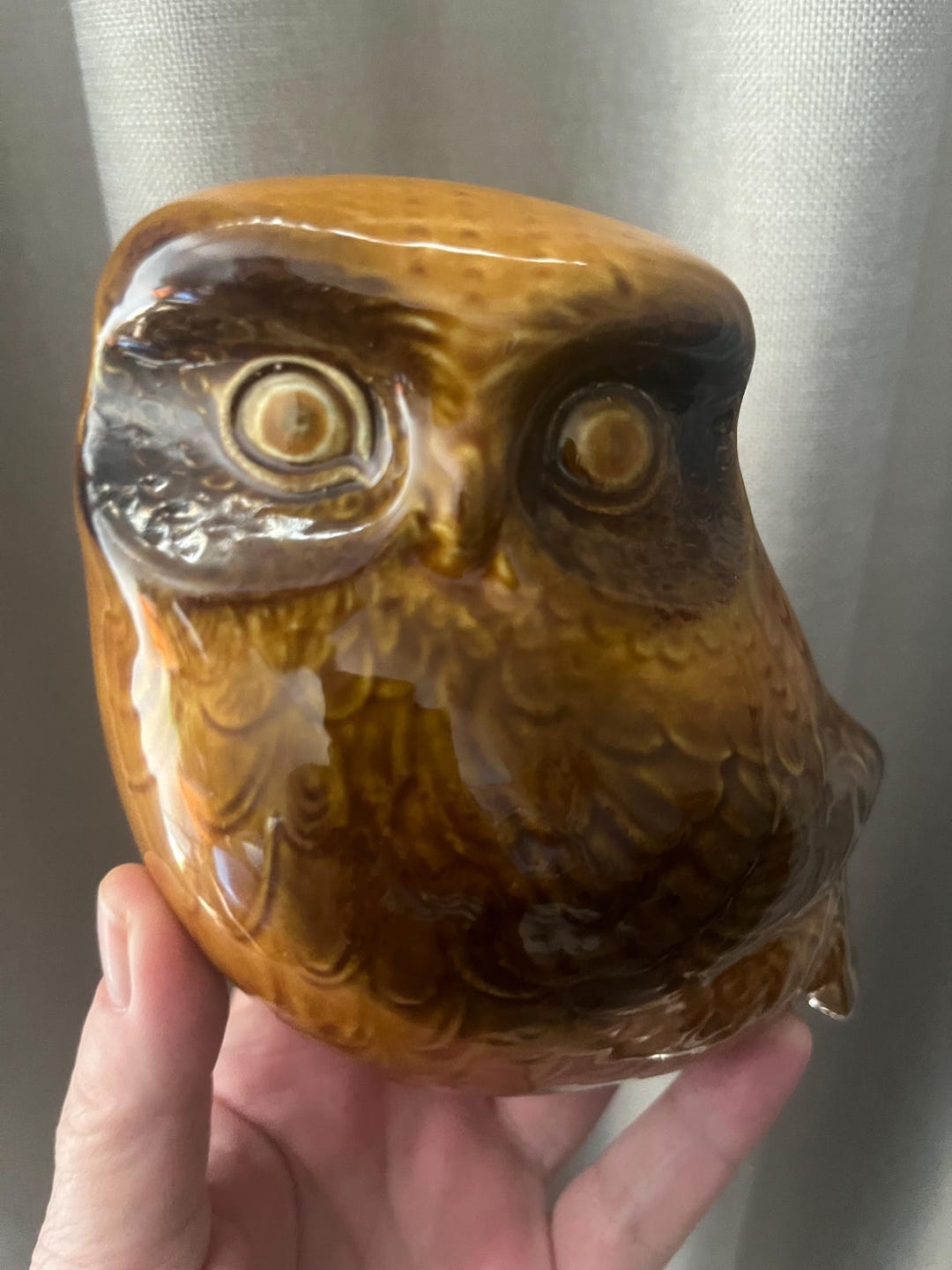 Vintage Owl Money Box With 1973 Greek 1 Drachma Coin Featuring the Owl ...