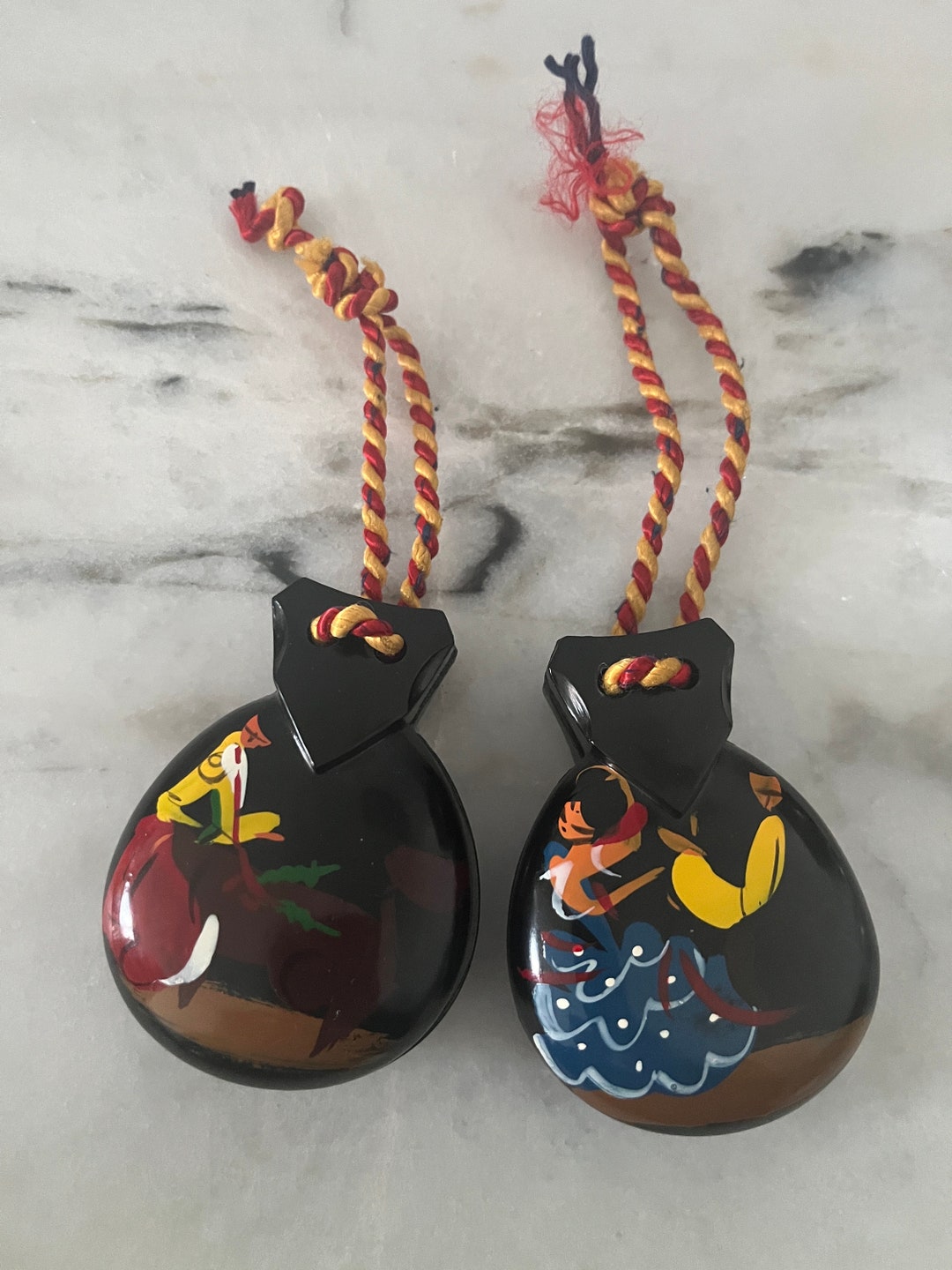 Vintage Black Castanets, Flamenco Wooden Clackers , Vintage Spanish ...