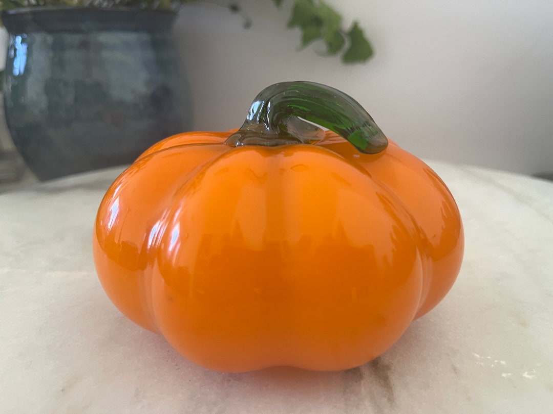 Cute Vintage Handblown Glass Pumpkin, Sunny Orange Glass Pumpkin ...