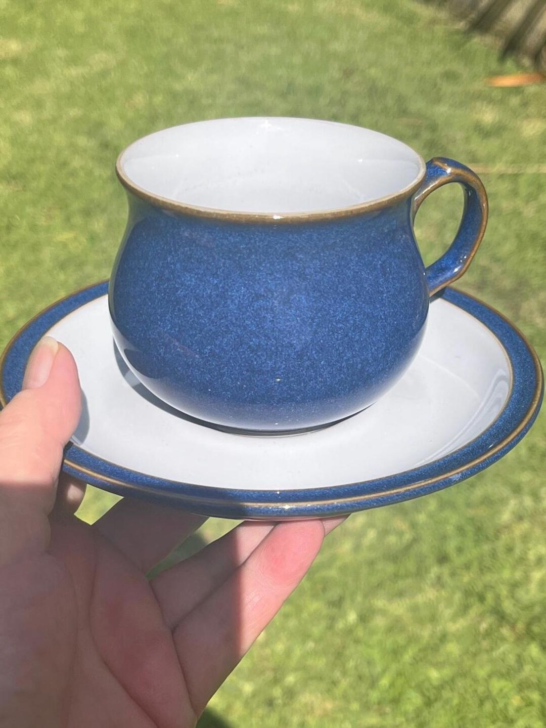 Vintage Denby Imperial Blue Coffee/tea Cup and Saucer, Handcrafted ...