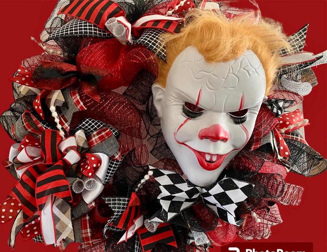Scary Clown Halloween Wreath, Similar or Customized - Etsy