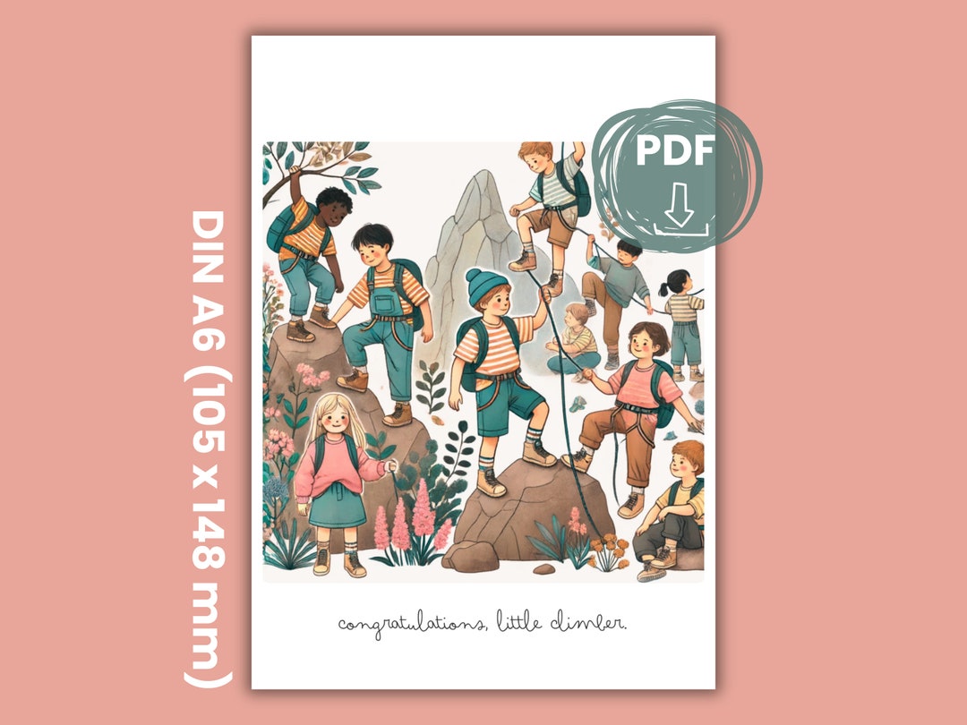 Climbing Children in Nature | Congratulations Card Birthday | Climber ...