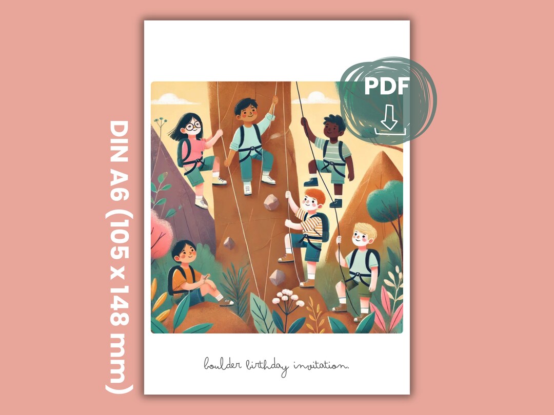 Boulder Birthday Party Invitation | Girls Boys Climbing Bouldering ...