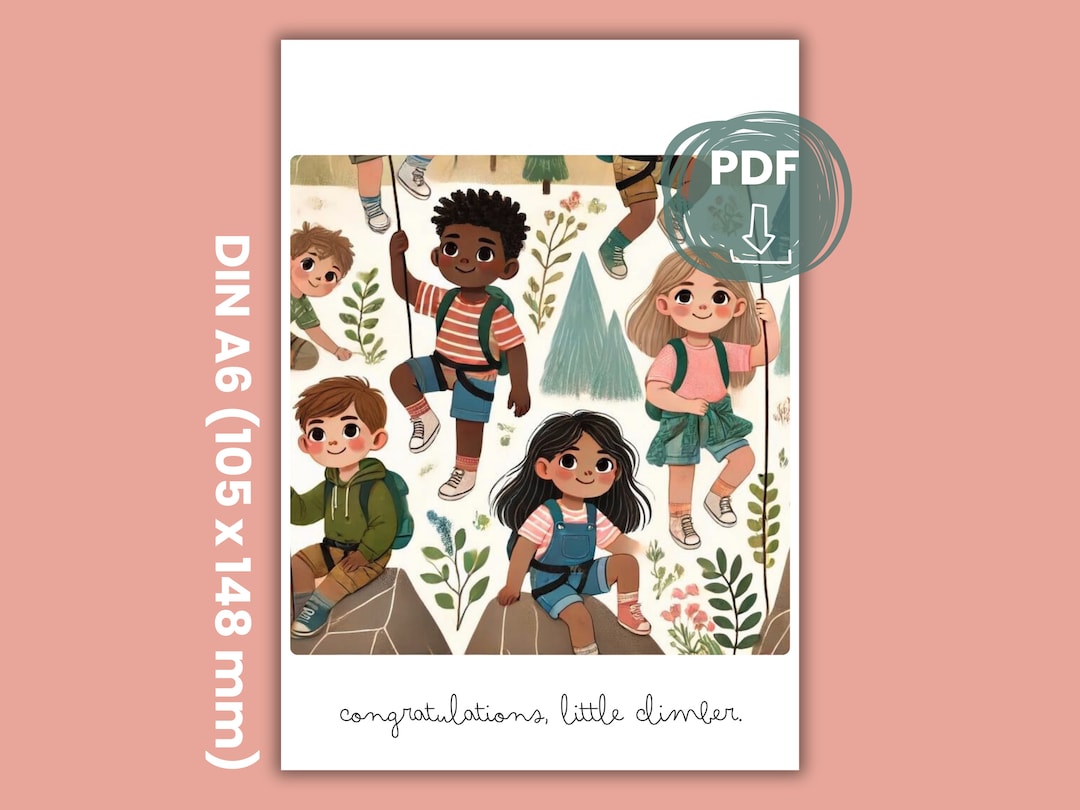 Climbing Children | You Rock Congratulations Card | Climber Boulder ...