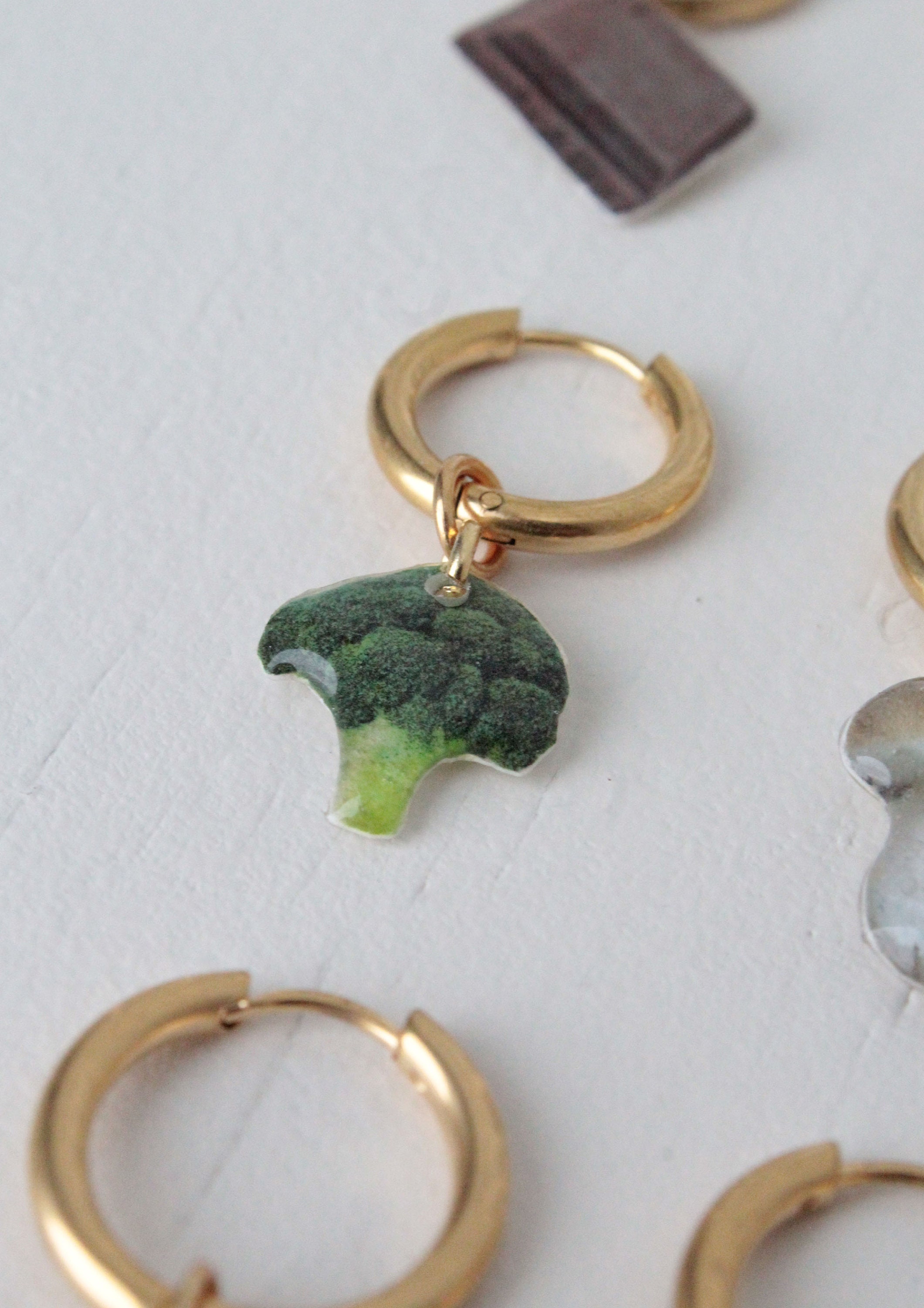 Tiny Broccoli Hoop Earrings, Summer Necklace, Unusual Handmade Jewelry ...
