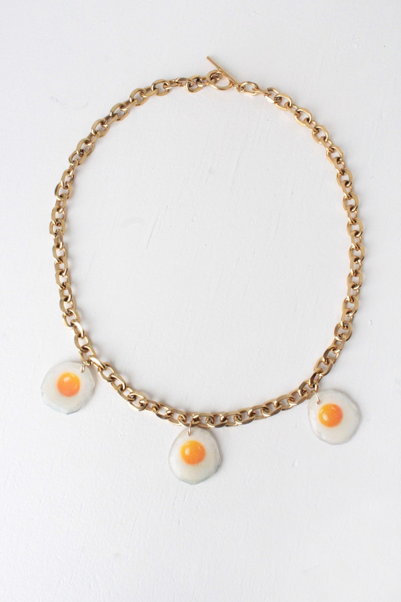 TRIPPLE EGGS Chain Necklace, Hypoallergenic Jewelry, Fried Egg Pendants ...