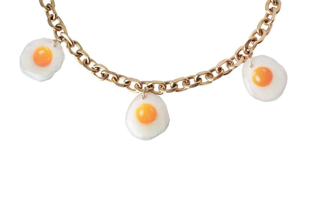TRIPPLE EGGS Chain Necklace, Hypoallergenic Jewelry, Fried Egg Pendants ...