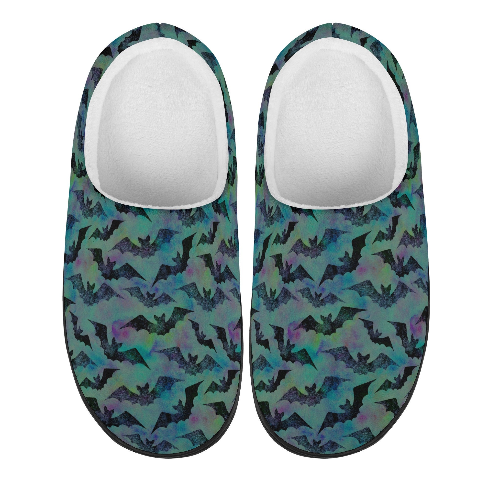 Gothic Halloween Bats Slippers, House Slippers, Women's Slippers, Men's ...