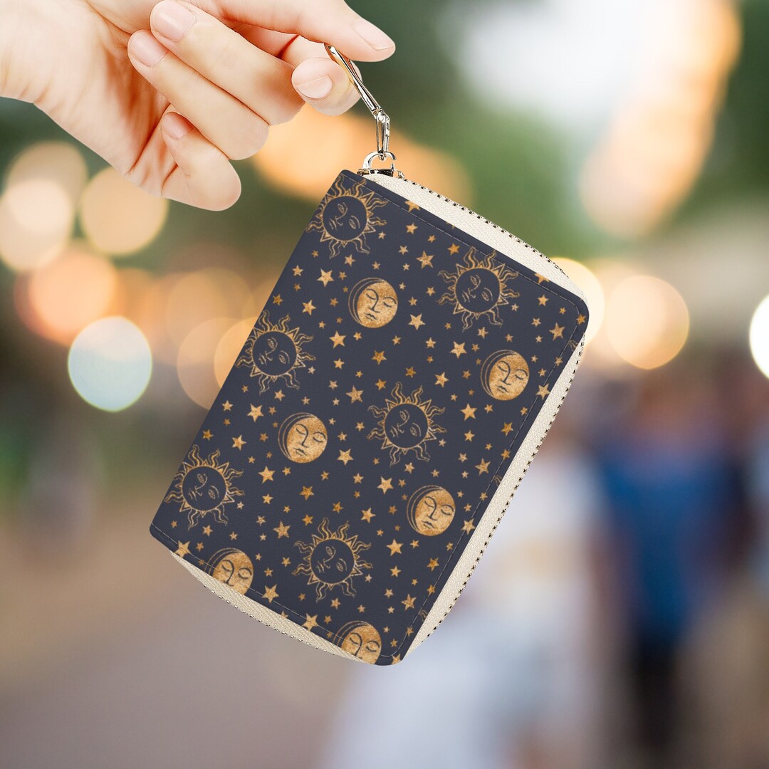 90's Celestial Sun and Moon Small Zipper Wallet, Zodiac Wallet ...