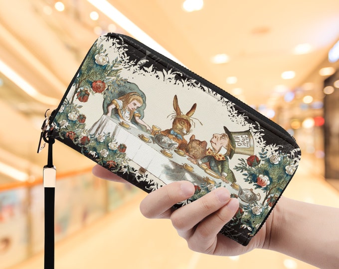 Alice in Wonderland Tea Party Zipper Wallet Wristlet, Alice With White ...