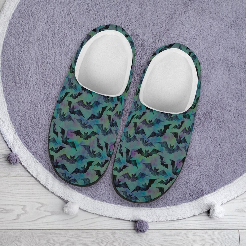 Gothic Halloween Bats Slippers / House Slippers / Women's - Etsy