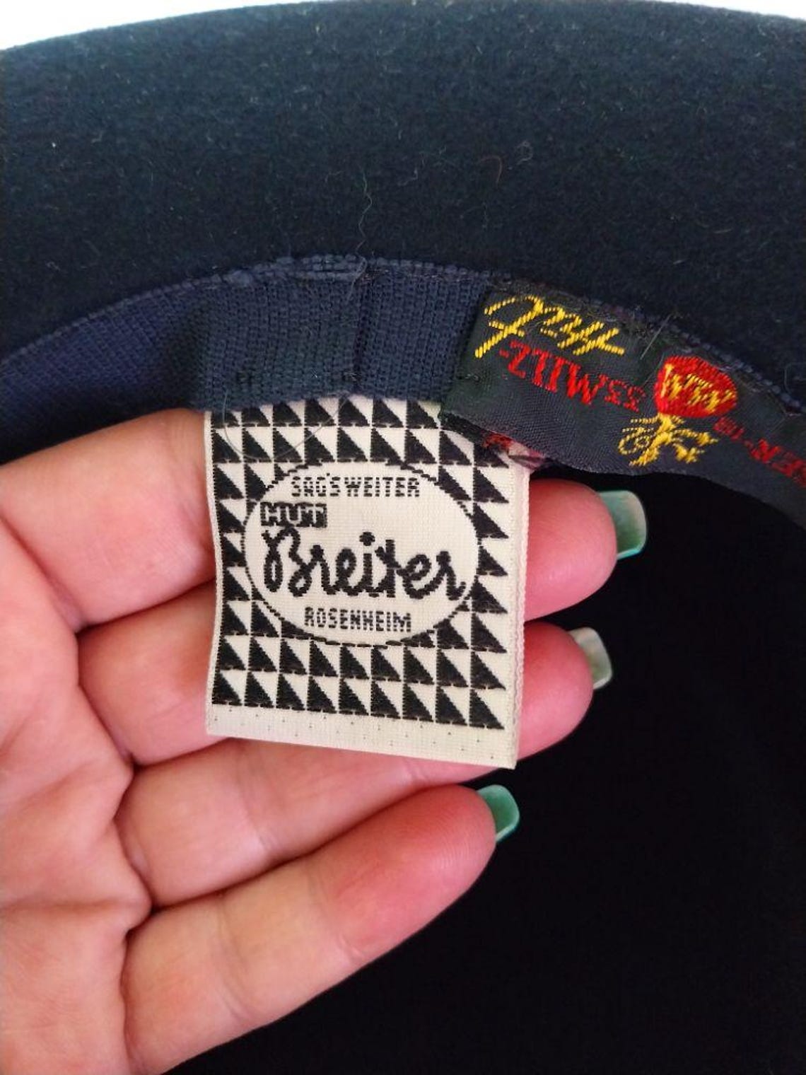 Vintage Breiter Ein Mayser Milz Hat Black Felt Hat Green Band Fedora ...