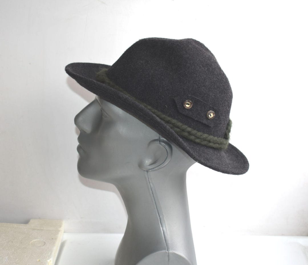 Vintage Faustmann Size 58 Wool Gray Hunting Fedora Hat Trachten Dirndl ...